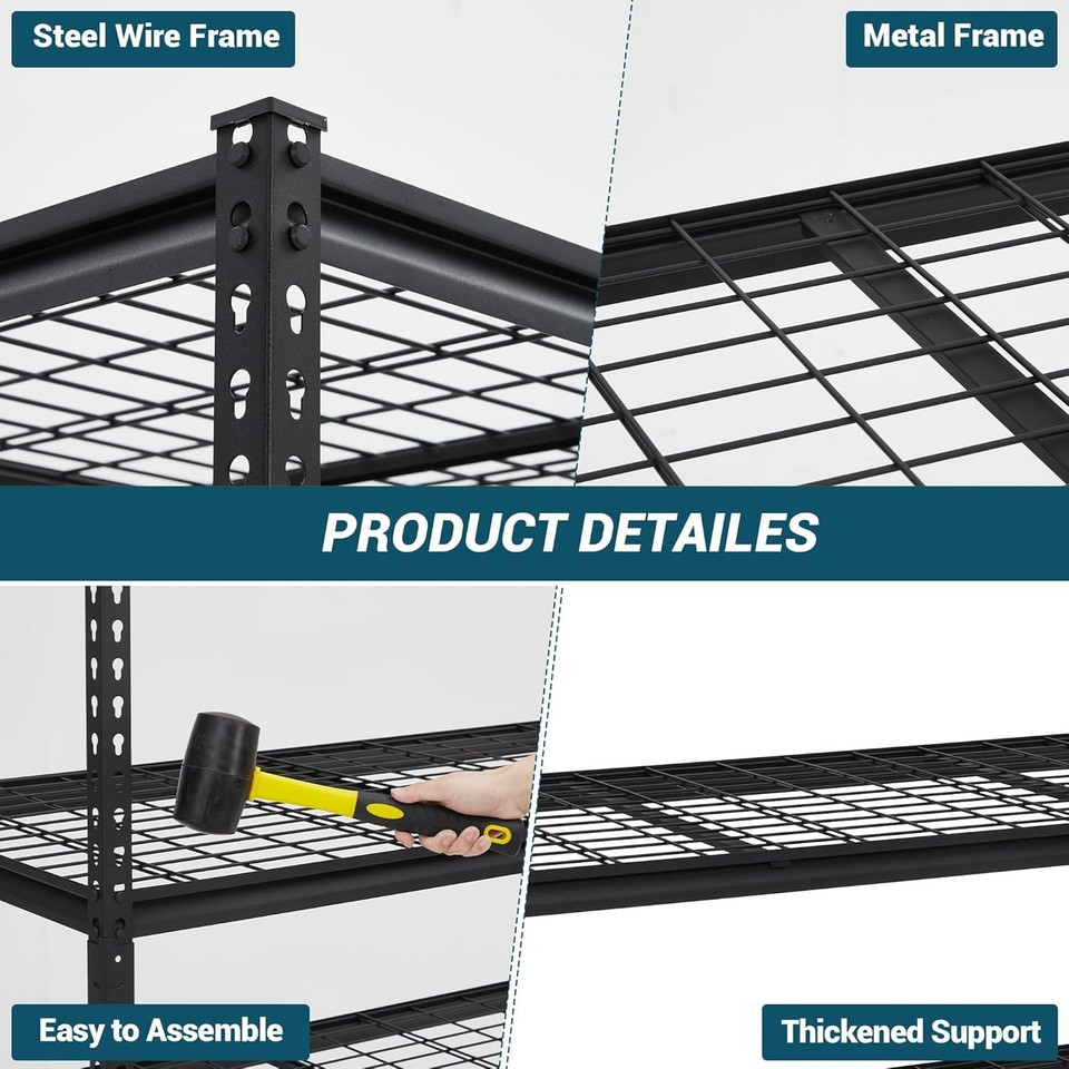 60"x24"x78" Heavy Duty Shelving 2000 lbs Capacity, 5-Tier Garage ...