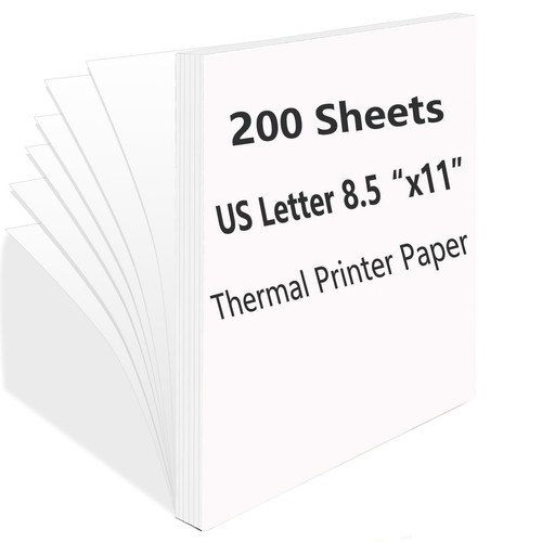 200 Sheets, Thermal Printer Paper 8.5 x 11 Inches, Single US Letter ...