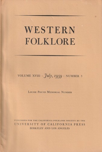 Western Folklore - Volume XXVIII -Julyl 1959- Number 3 Paperback ...