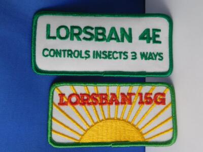 FARM INSETICIDE LORSBAN VINTAGE HAT PATCH BADGE LOT ADVERTISING INSECT ...