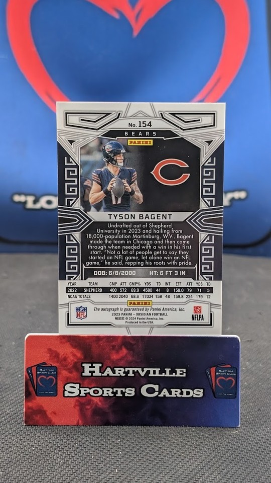 2023 Panini Obsidian Rookie Auto Tyson Bagent Card #154 | eBay