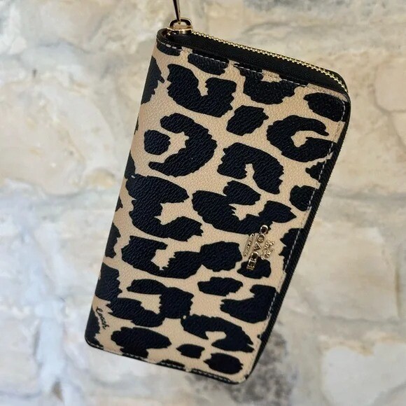 Coach Gallery Tote Signature Canvas Leopard Print Brown Black Bag ...