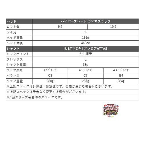 WORKS GOLF Hyper Blade Gamma Black Driver with Premier ATTAS Shaft ...