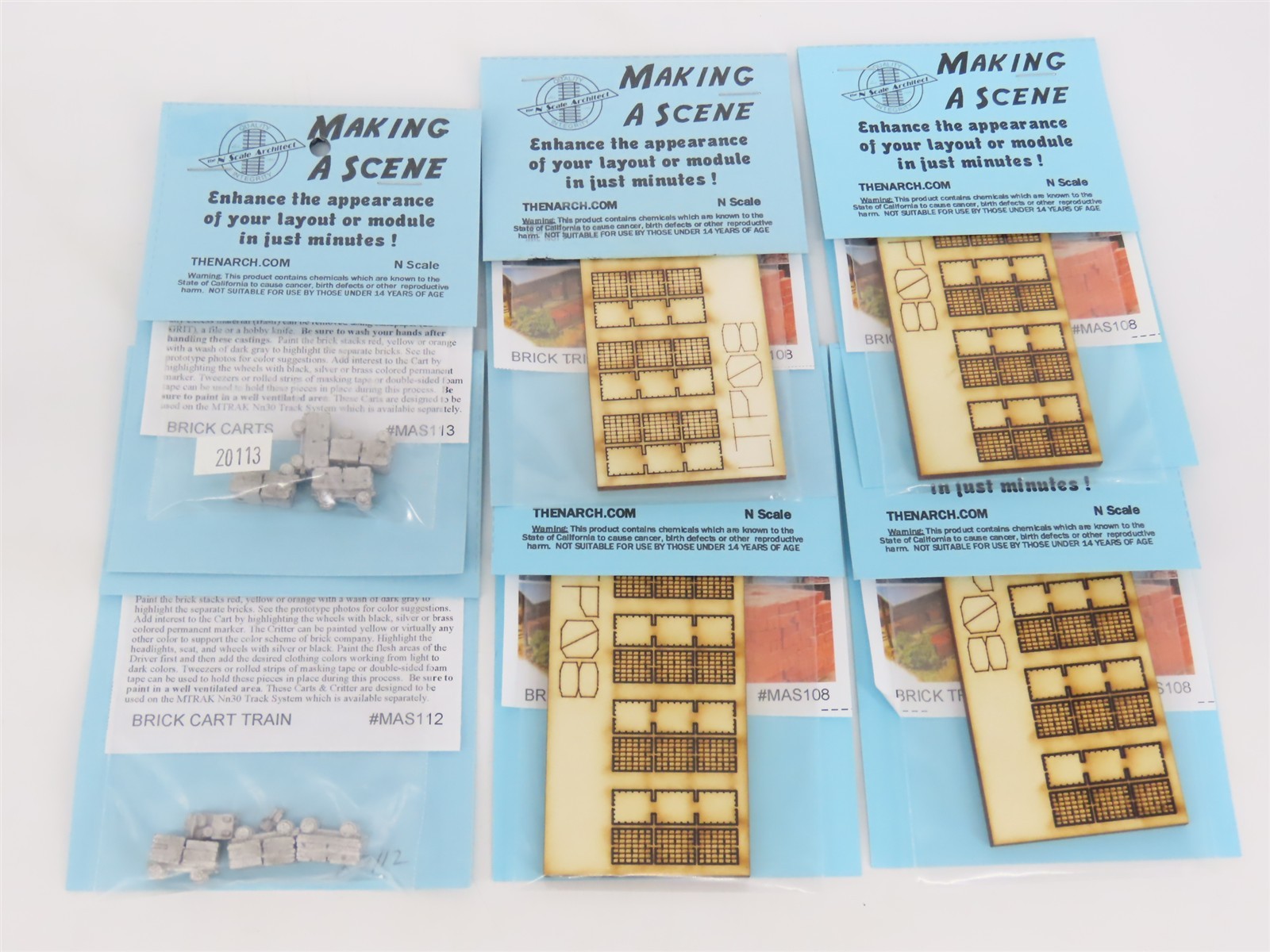 LOT of 6 N Scale The N Scale Architect Kits Brick Triple Stacks & Cart ...
