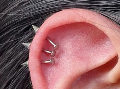 Handcrafted Surgical Steel ONE 14g 6mm Length 4mm SPIKE LABRET Stud. | eBay