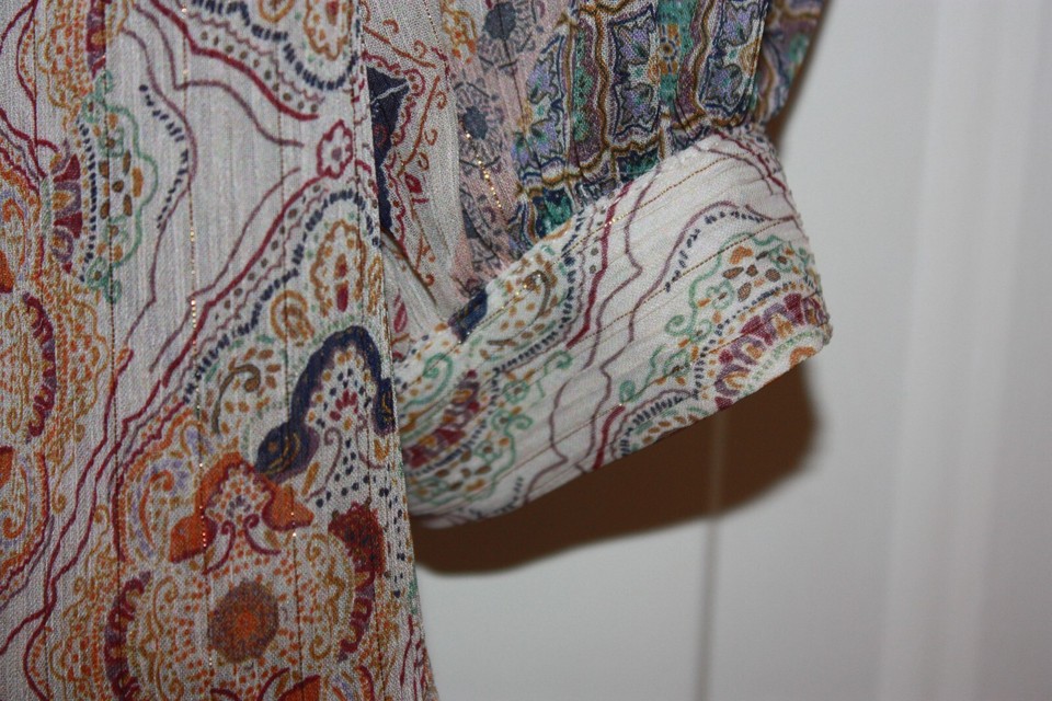 Johnny Was Jade Samahil Peasant Top with Crystal Buttons Womens Sz ...