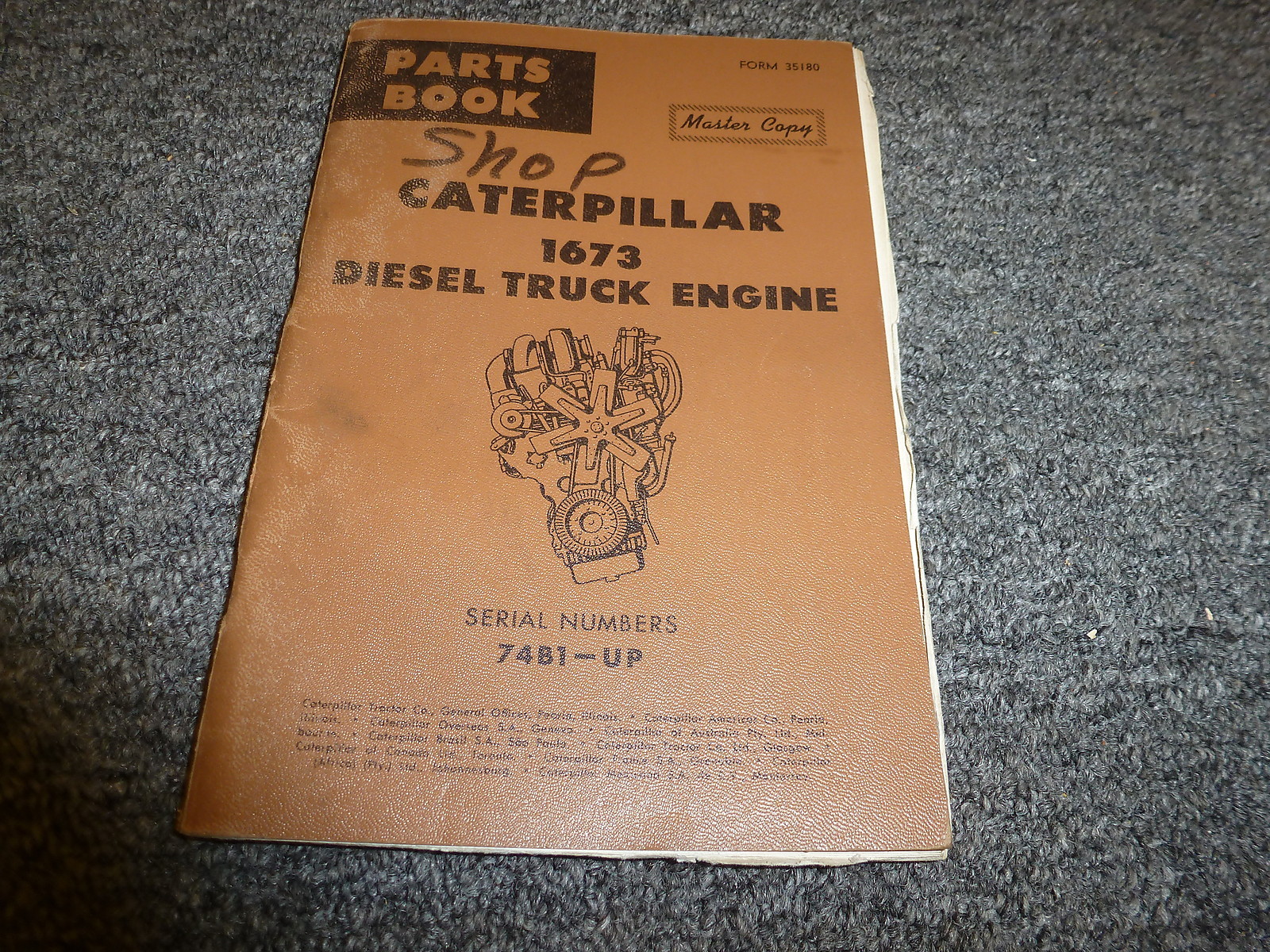 Caterpillar Cat 1673 Diesel Truck Engine Parts Catalog Manual Book S/N ...