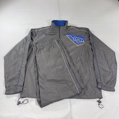 Pony Sz L 2pc Tracksuit Windbreaker Full Zip Jacket & Pants Gray Blue ...