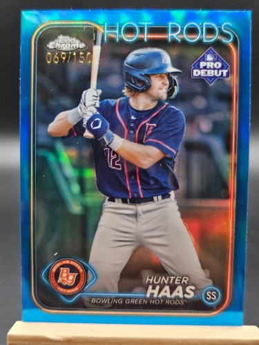 2024 Topps Pro Debut Chrome Hunter Haas BLUE REFRACTOR 069/150 Hot Rods ...
