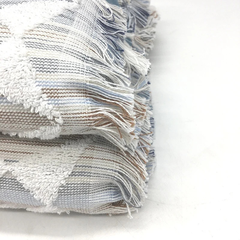 Kirkton House 2Pce Cotton White & Blue Geo Textured Patterned Bath ...