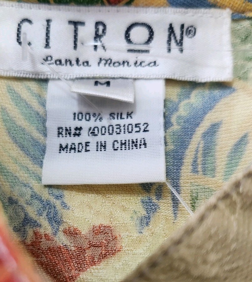 Citron Santa Monica 100% Silk Blouse Size MÉDIUM Multicolor Floral | eBay