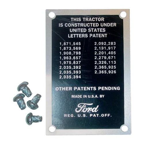 Patent Data Plate fits Ford 8N 8N14001 | eBay