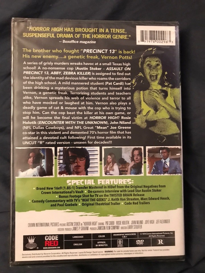 HORROR HIGH (The Twisted Brain) (1974) OOP Code Red DVD: BRAND NEW ...