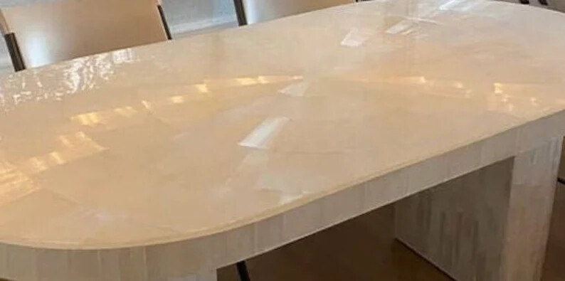 Modern Selenite Table Tops Elegant Stone Dining and Conference Meeting ...