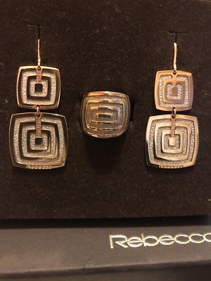 Rebecca Italy Set Of Ring And Earrings Infinity Collection In18k Rose ...