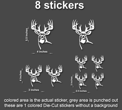 8x Buck Deer style 6 Decal Stickers Gun Bow Hunting Truck Window Car ...