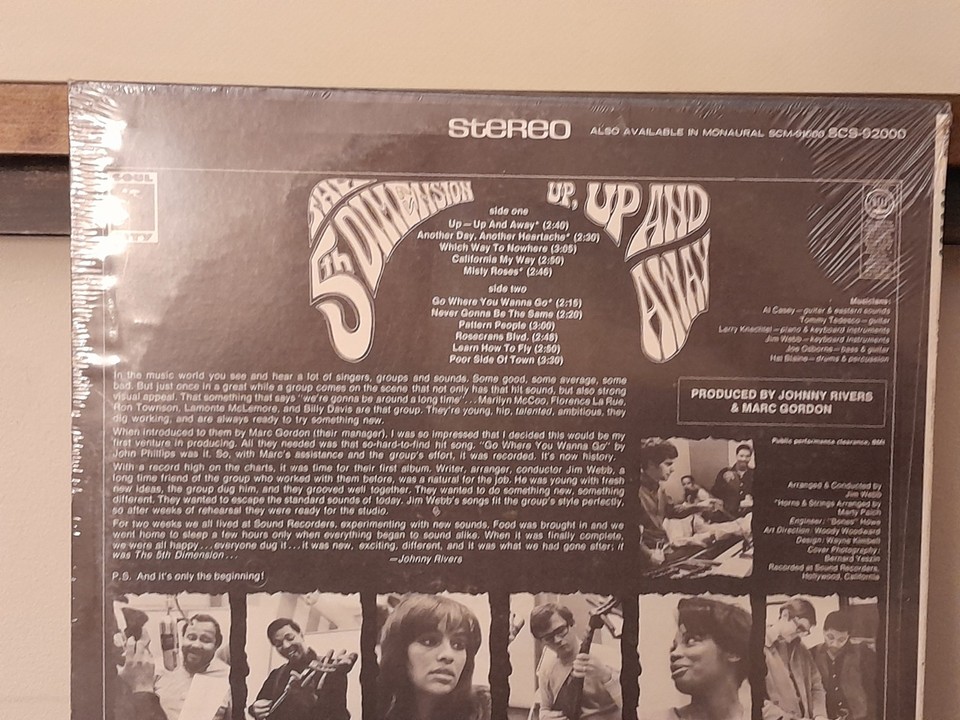 5th Dimension - Up Up And Away - 1965 RARE Vinyl LP - NM, SEALED - SCS ...