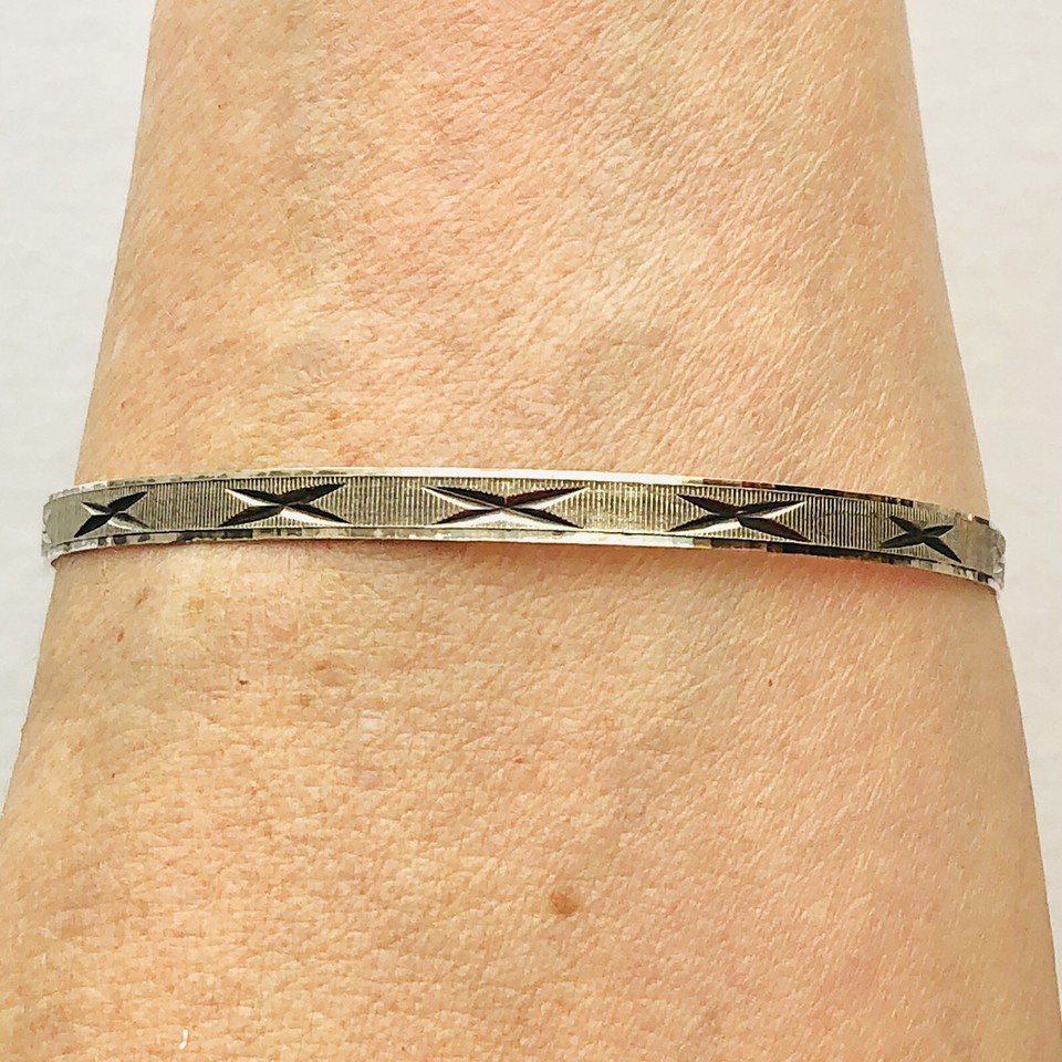 925 Sterling Italy Bangle Bracelet Delicate 70s Style Minimalist ...