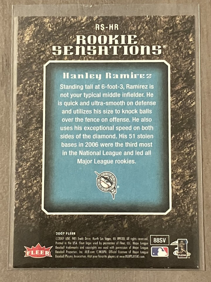 Hanley Ramirez 2007 Fleer Rookie Sensations Insert Card. Florida ...