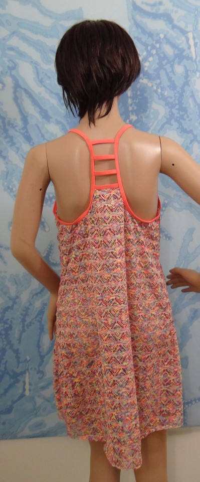 REEF orange multi strap cage back plunge neckline swim Cover Up dress ...