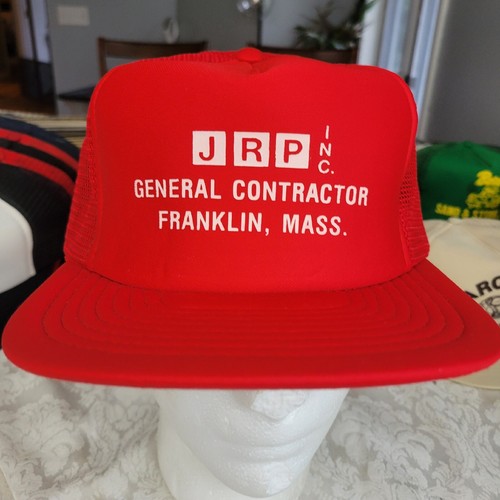 Vintage JRP General Contractor Franklin, MA Red Snapback Cap Mesh ...
