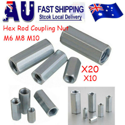 10/20X M6 M8 M10 Hex Rod Coupler Nut Metric Coupling Nuts Connector ...