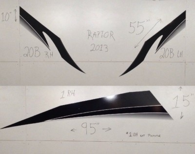 KEYSTONE 2013 RAPTOR RV FRONT/SIDE WING DECAL SET #1, #20B RH/LH TOY ...