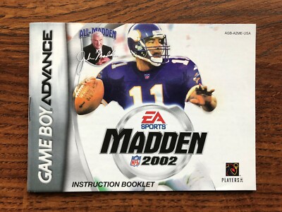 Madden 02 NFL Football 2002 Gameboy Advance Instruction Manual Only | eBay