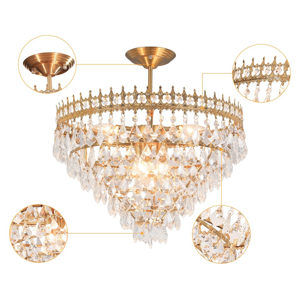 K9 Clear Crystal Chandeliers Vintage 8 Lights Pendant Light Crystal ...