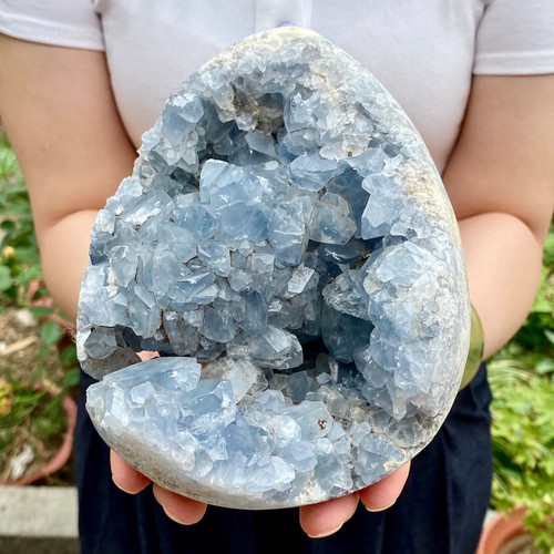 5.93LB Natural Blue Celestite Crystal Geode Cave Mineral Specimen ...