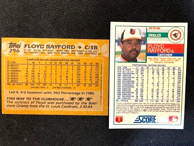 MLB - Floyd Rayford 1988 Topps & 1988 Score Baseball - Orioles | eBay