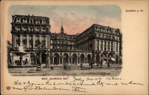 Hotel Frankfurter Hof Frankfurt am Main Germany vintage postcard c634 ...