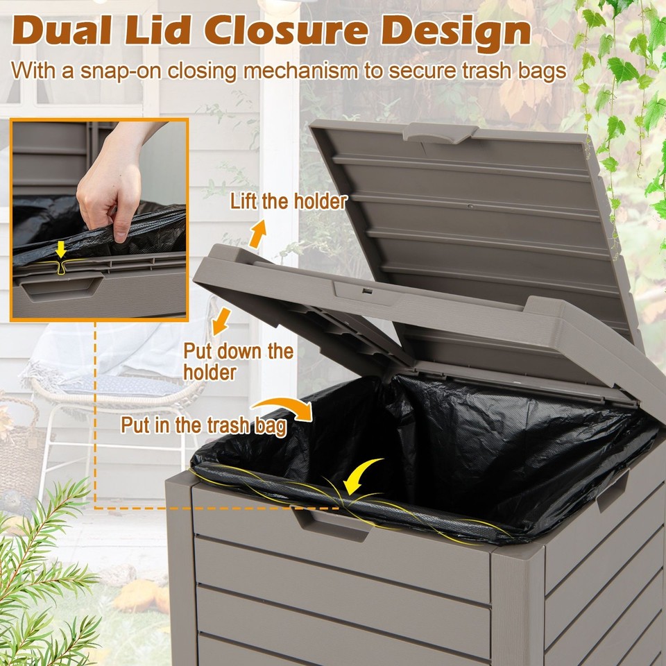 Outdoor Trash Waste Bin 140 L Large Trash Bin with Lid & Pull-out ...