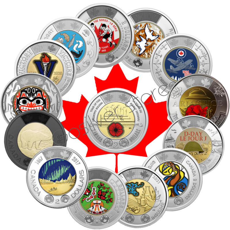 Canadian Loonie And Toonie Coins