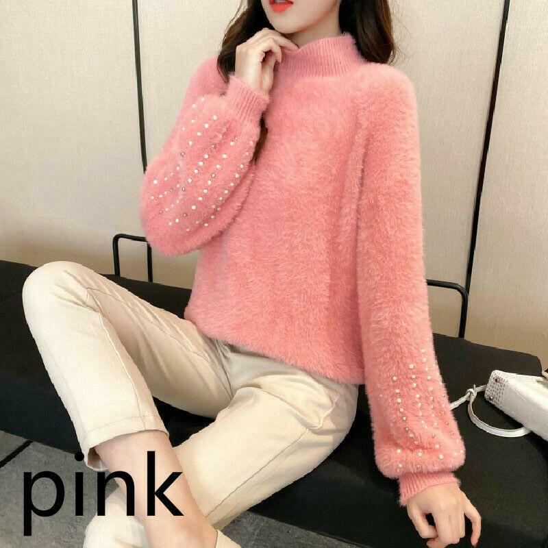 Girls Faux Mohair Fur Sweater Fluffy Jumper Pullover Top Turtleneck ...