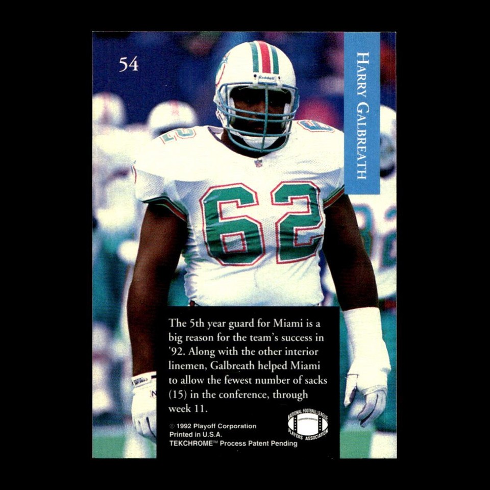 Harry Galbreath 1992 Playoff Miami Dolphins #54 R323A 69 | eBay