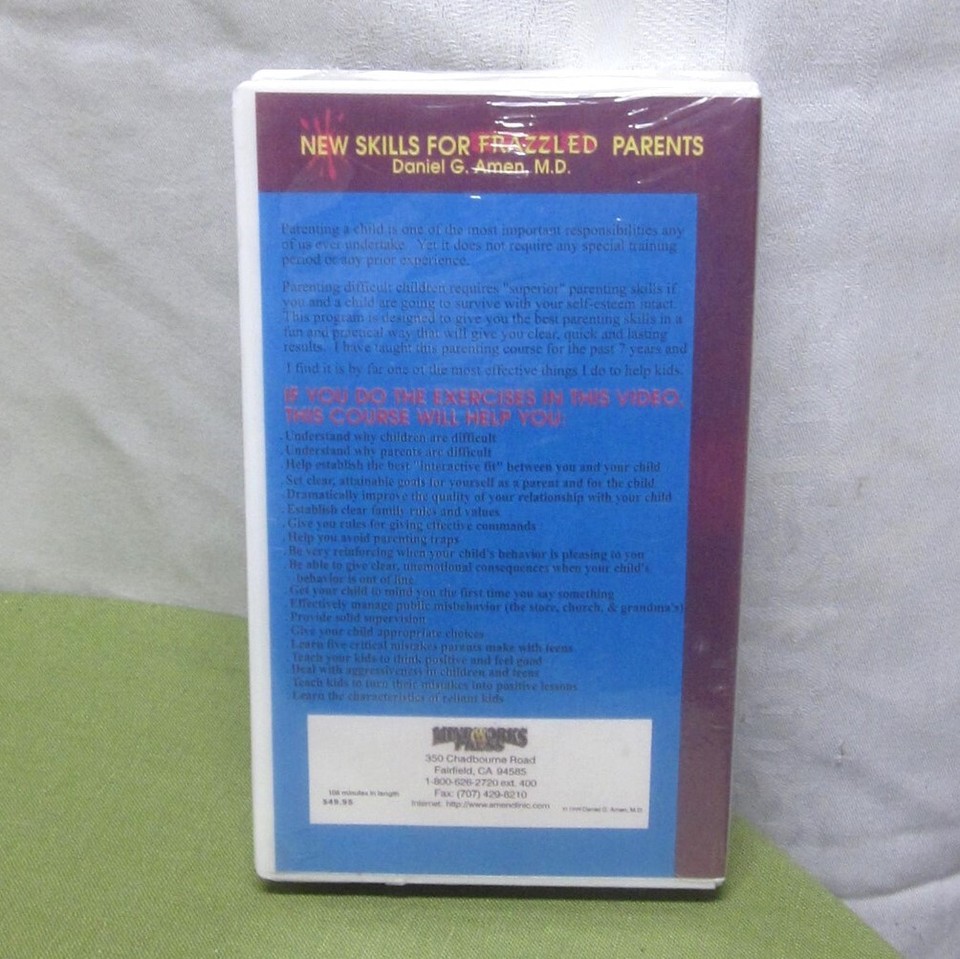 NEW SKILLS FOR FRAZZLED PARENTS parenting VHS tips Daniel Amen instructional NWT | eBay