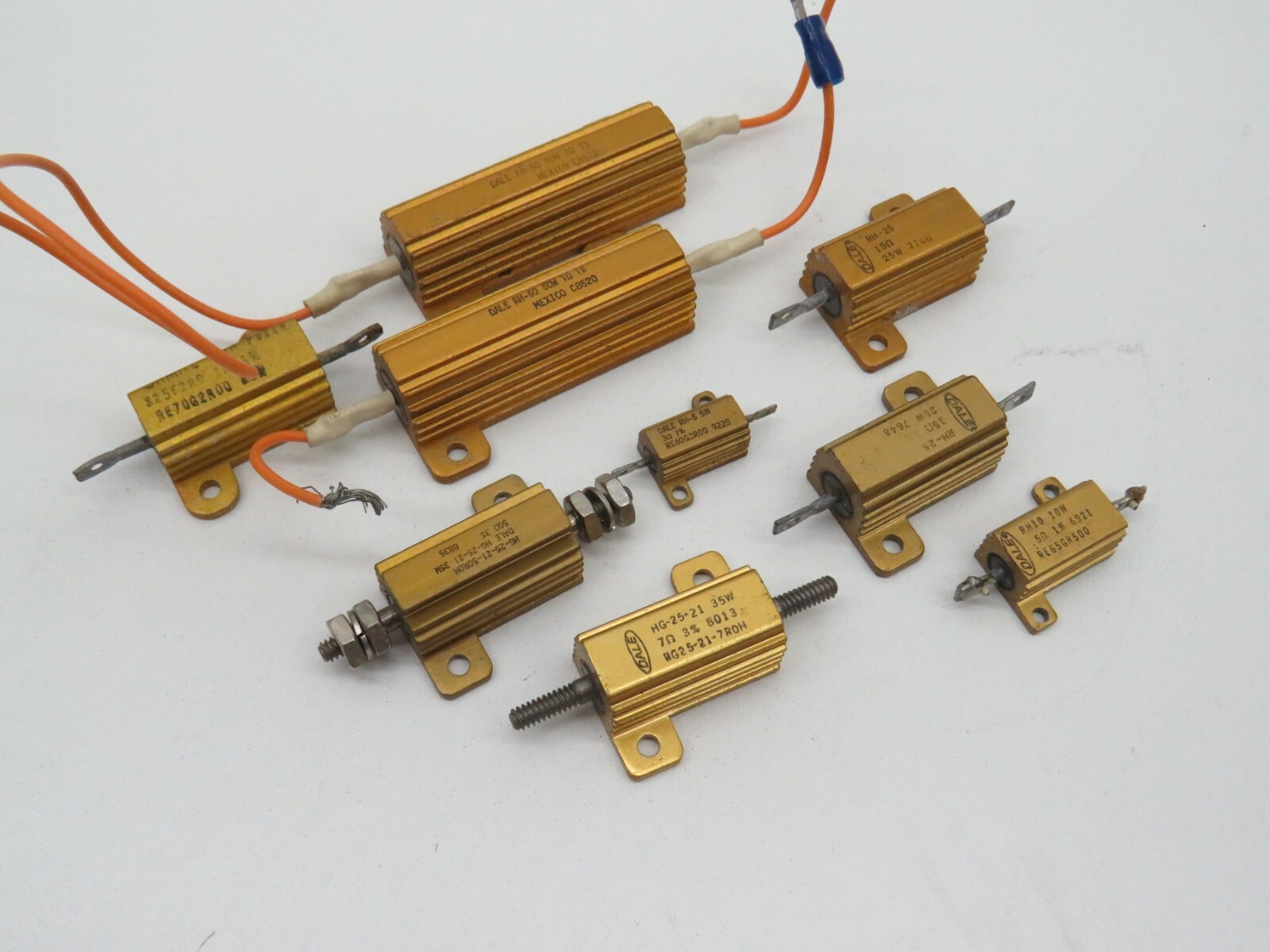 Lot of (9) Vishay Dale Mixed Wirewound High Watt Resistors 5W 10W 20W ...