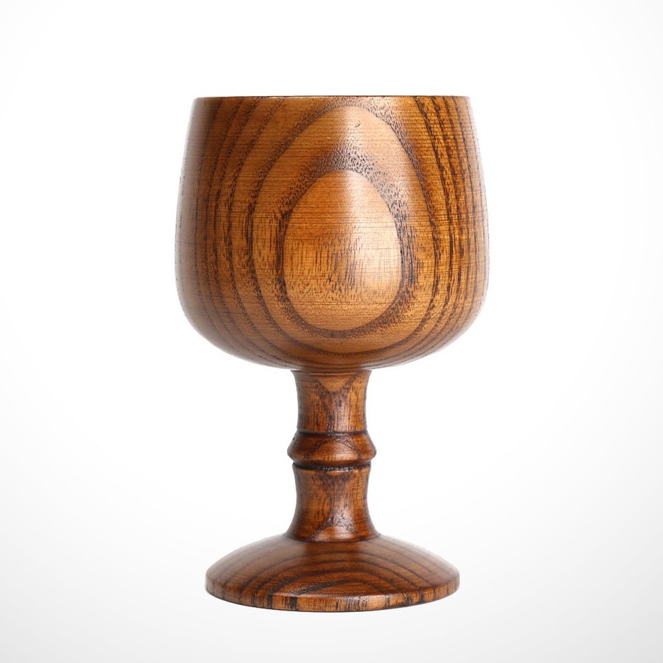 Solid Wood Wine Goblet Unbreakable Red Wine Glass Stem Cup for Home Bar ...