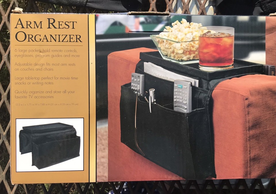 US 6 Pocket Sofa Arm Rest Organizer Caddy Couch Tray Remote Control ...
