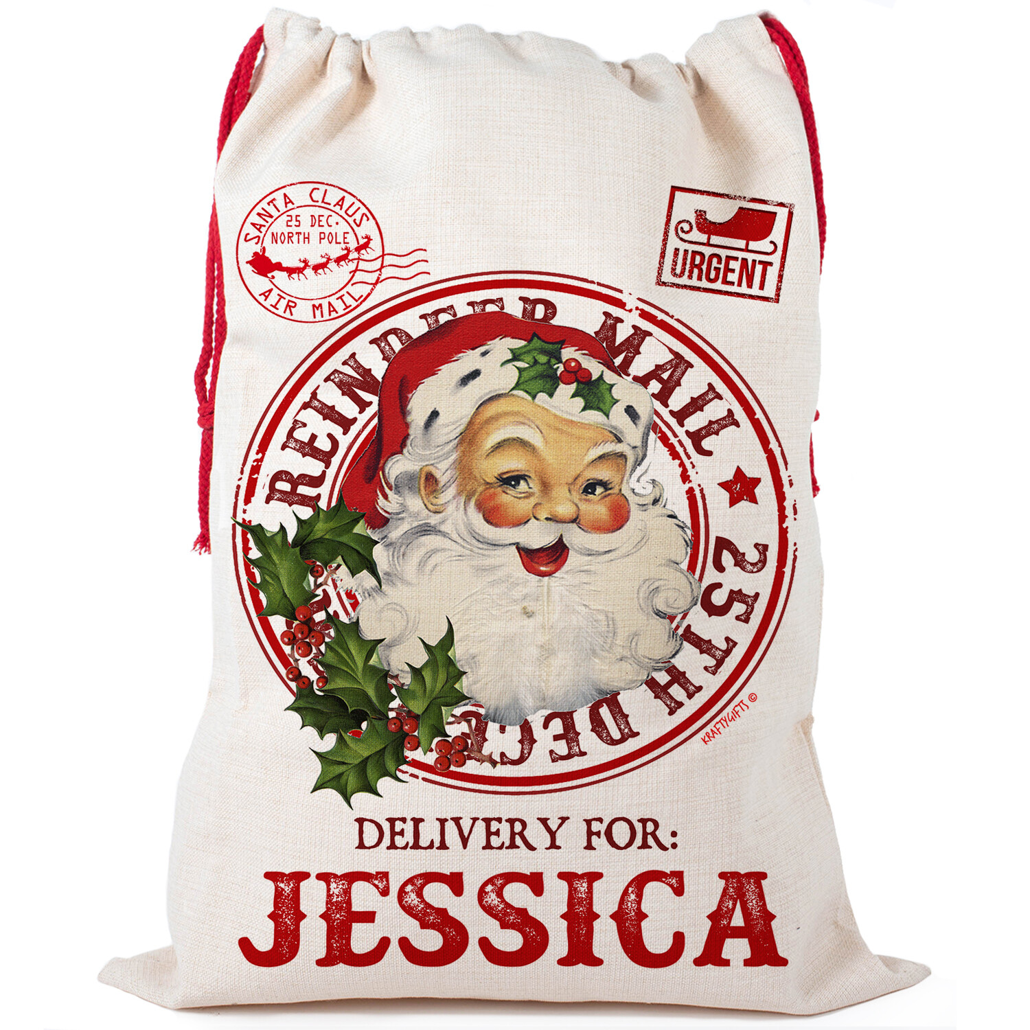 Personalised Santa Sack Father Christmas Bag Present Xmas Stocking Gift ...