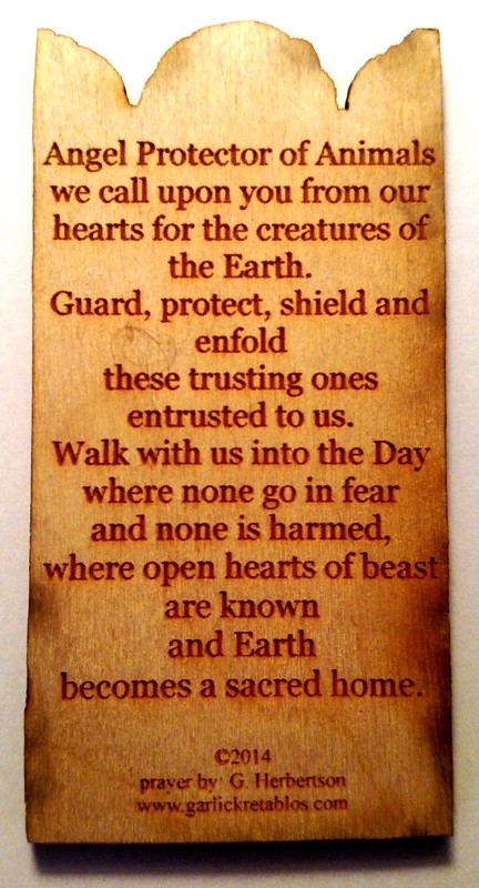 ANGEL PROTECTOR OF ANIMALS & CHILDREN HANDCRAFTED WOOD POCKET RETABLO ...