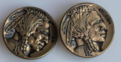 2 Antique Liberty Native American Indian Head Brass Buttons Mint | eBay