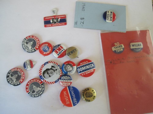 Retro Presidential Senator Political Pins Truman Ike Willkie Some Repro ...