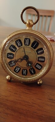 Antique Artco Gold Tone Wind up Alarm Clock Floral (non working) | eBay