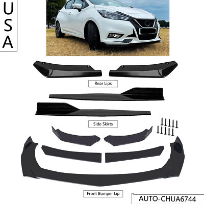 Glossy Black Front Bumper Lip Splitter Lower Spoiler Body Kit For ...