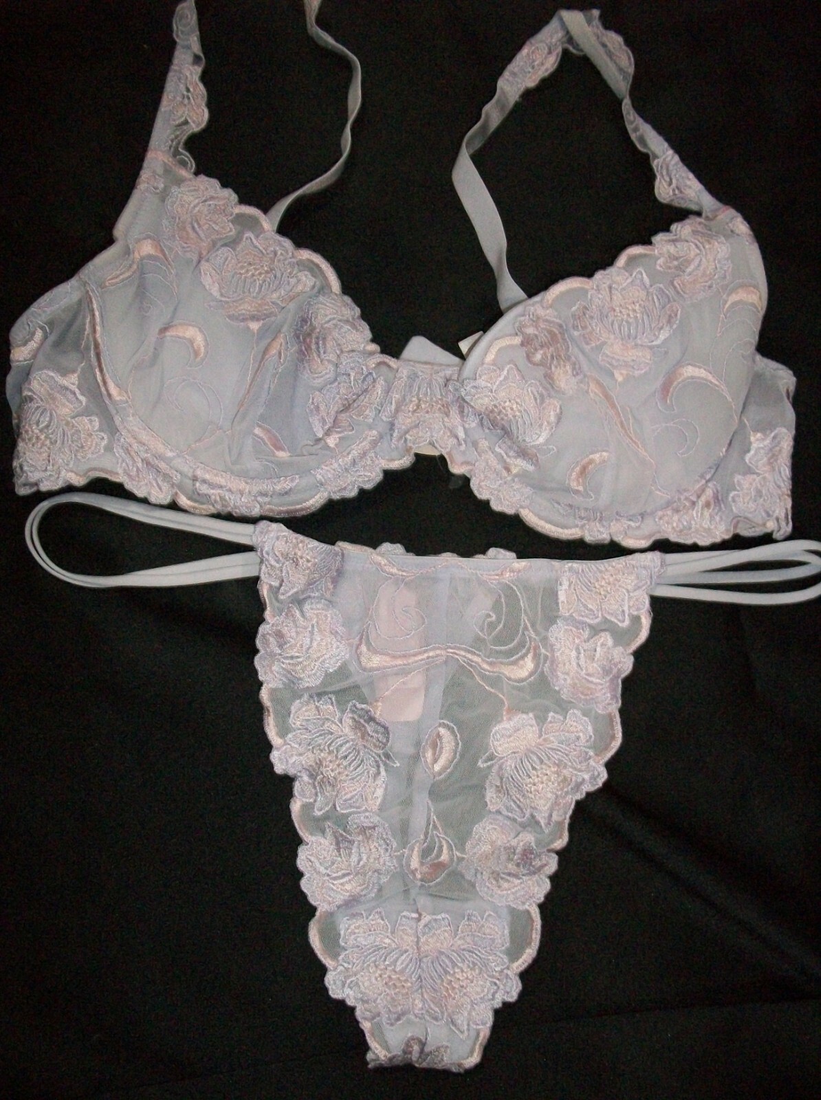 Vtg Victoria's Secret Angels Lace Bra Bikini Panty 36… - Gem