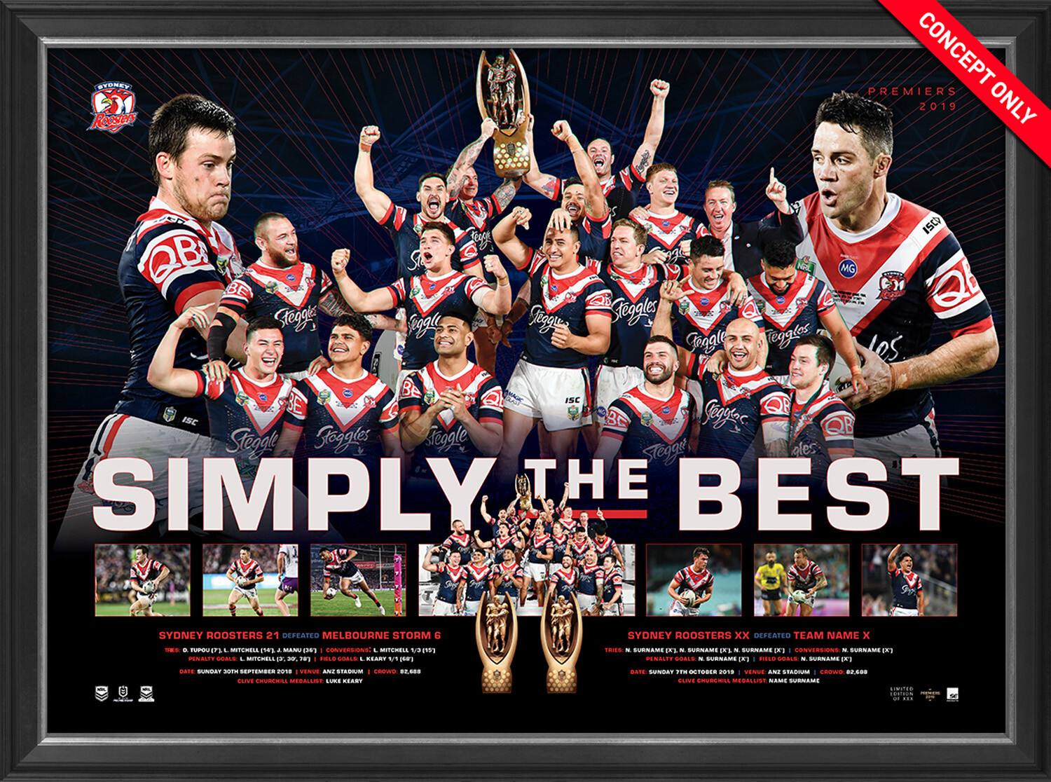 Sydney Roosters 2019 Premiers Simply the Best Framed Sportsprint | eBay