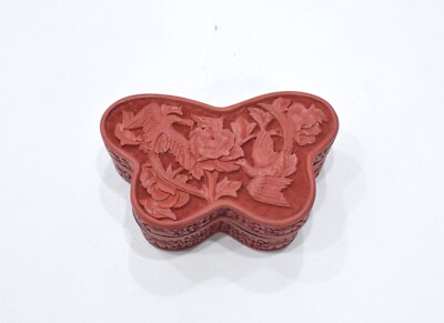 Chinese Cinnabar Butterfly Shape Bird Design Box | eBay