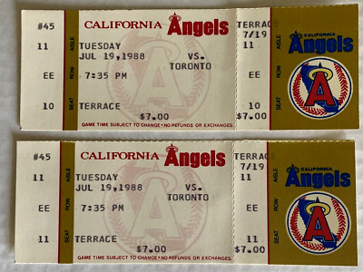 1988 Angels vs Blue Jays MLB Tickets – Vintage Pair – July 19 – Rare ...